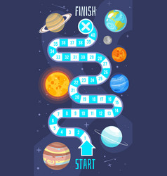 Kids space board game template Royalty Free Vector Image