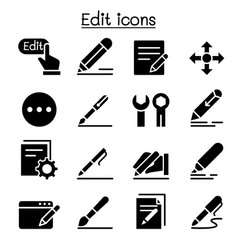 Save edit data icon set in thin line style Vector Image