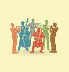 Orchestra player group of musician music band Vector Image