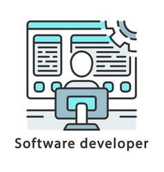 Software developer at work comic book style Vector Image