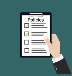 Policies board company policy check list Vector Image