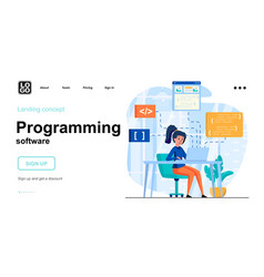 Programming software web concept woman develops Vector Image