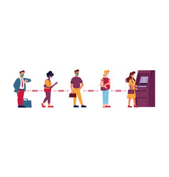Social distance queue people in masks distancing Vector Image