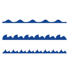 Sea water waves seamless borders set Royalty Free Vector