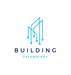 Smart city building skyline tech logo template Vector Image