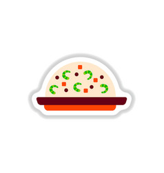 Fried rice with shrimp sticker Royalty Free Vector Image