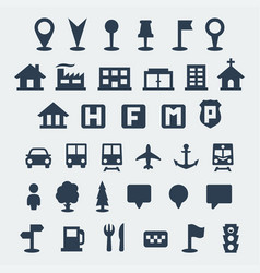Place map symbol icon set outline Royalty Free Vector Image
