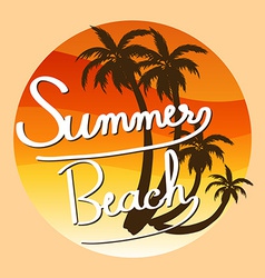 Beach cartoon round label Royalty Free Vector Image