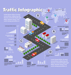 Abstract city map with infographic elements Vector Image