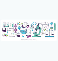 Laboratory equipment decorative icons set Vector Image