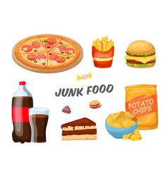Crossed out junk food pizza burger Royalty Free Vector Image