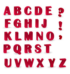 Red 3d letters alphabet lettering design of red Vector Image