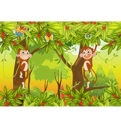 Two cute monkeys Royalty Free Vector Image - VectorStock