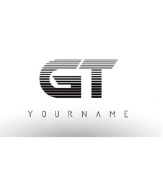 Gt black and white horizontal stripes letter logo Vector Image