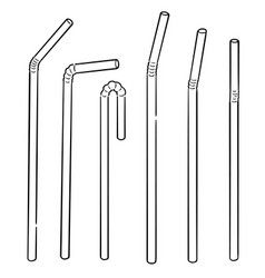 Set straw Royalty Free Vector Image - VectorStock