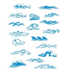 Ocean and sea waves set Royalty Free Vector Image