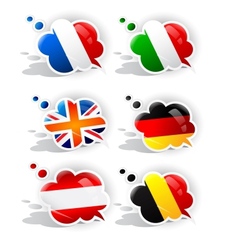 Speech bubbles with symbols national flags Vector Image