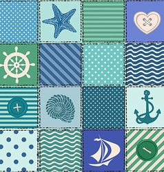 Nautical patchwork seamless pattern Royalty Free Vector