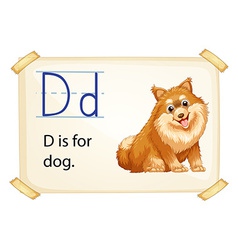 Letter d uppercase tracing standing dog Royalty Free Vector