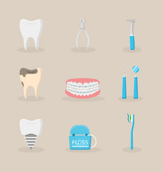 Dental care equipment flat Royalty Free Vector Image