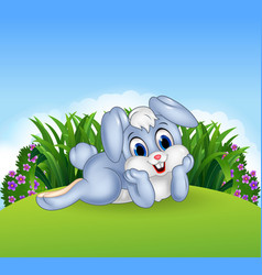 Cartoon bunny running in the jungle Royalty Free Vector