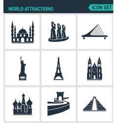 Icons world tourist attractions Royalty Free Vector Image