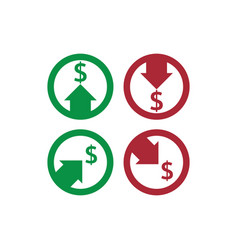 Dollar increase decrease icon money symbol with Vector Image