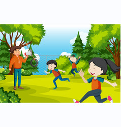 Kids doing physical activity Royalty Free Vector Image