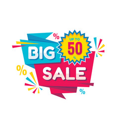Big sale banner - discount 50 off Royalty Free Vector Image