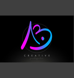 Pink ab brush stroke letter logo design Royalty Free Vector