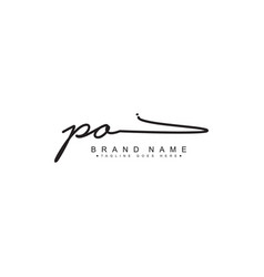 Initial letter po logo - handwritten signature Vector Image