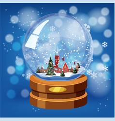Snow globe with earth world map snow cartoon Vector Image