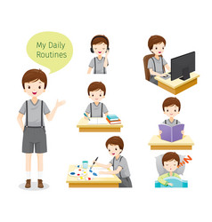 Daily routines of boy Royalty Free Vector Image