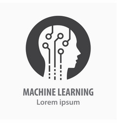 Machine learning logo neurons connections Vector Image