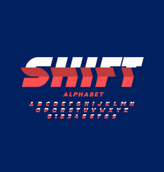 Modern shift font alphabet letters and numbers Vector Image