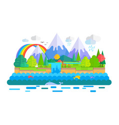 Wild nature concept in flat design Royalty Free Vector Image