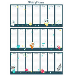Weekly planner template with cute animals Vector Image