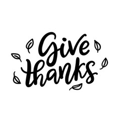 Give thanks calligraphy text in form heart Vector Image