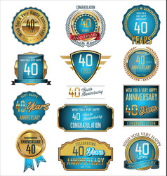 40 year anniversary celebration gold blue Vector Image