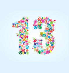 Colorful floral 12 number design isolated Vector Image