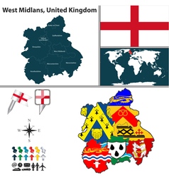 West midlands county west midlands Royalty Free Vector Image