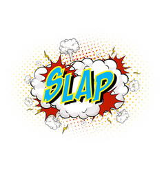 Word slap on comic cloud explosion background Vector Image