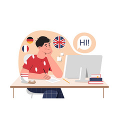 English learning flat collage Royalty Free Vector Image