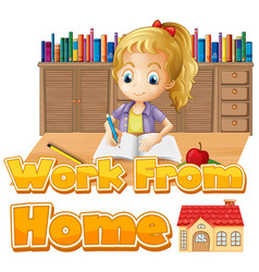 Font design for word homework happy girls smiling Vector Image