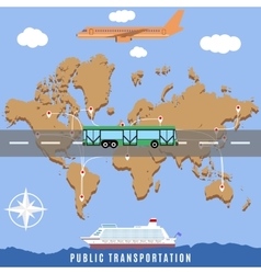 A World Travel Map of Transportation Vehicles Vector Image
