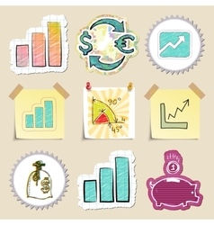 Hand drawn finance emblems set isolated Royalty Free Vector