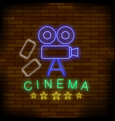 Cinema night neon logo movie night neon Royalty Free Vector