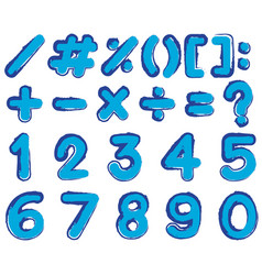 Numbers and signs in blue color Royalty Free Vector Image