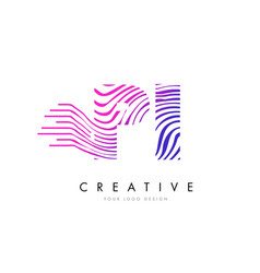 Ip i p zebra lines letter logo design Royalty Free Vector