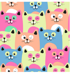Cute cats colorful seamless pattern background Vector Image